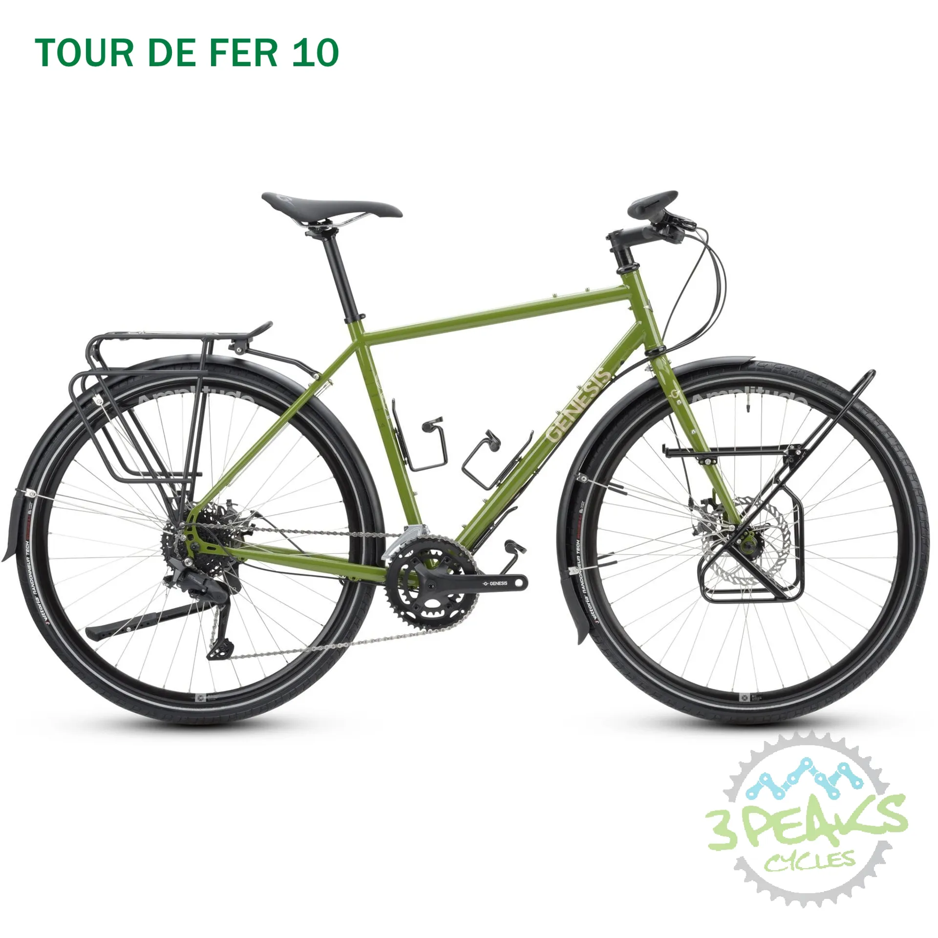 2025 Genesis Tour De Fer 10 Flat-Bar Touring Bike in Green